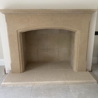 Stone fireplaces and hearths carved from British Bath stone